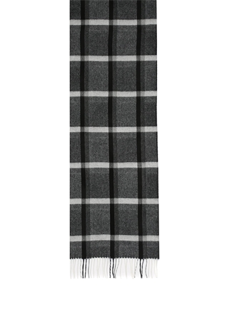 Begg&Co Erkek Siyah Gri Ekose Desenli Yün Atkı EU Begg&Co Erkek Siyah Gri Ekose Desenli Yün Atkı EU
