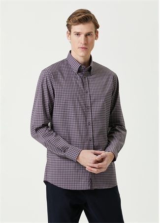 Beymen Collection Erkek Custom Fit Bordo Pötikareli Gömlek 38 IT