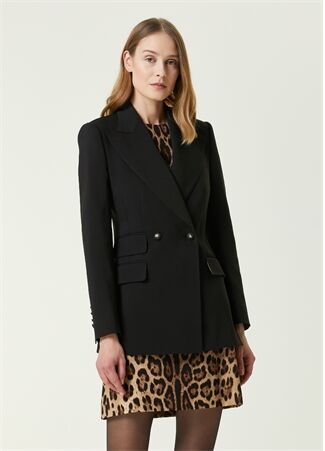 Dolce&Gabbana Kadın Siyah Kırlangıç Yaka Kruvaze Ceket 42 IT