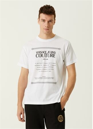 Versace Jeans Couture Erkek Beyaz Logolu T-shirt S EU