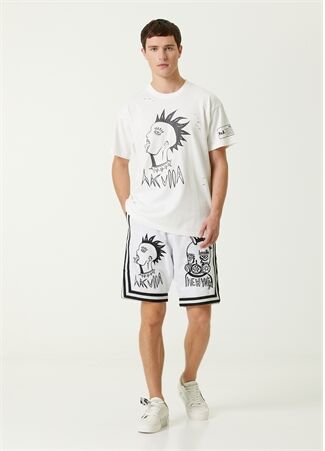 Haculla Erkek Beyaz Beli Kordonlu Figür Desenli Şort M EU