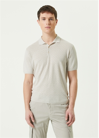 Corneliani Erkek Bej Polo Yaka Kısa Kollu Keten Triko 50 IT Corneliani Erkek Bej Polo Yaka Kısa Kollu Keten Triko 50 IT