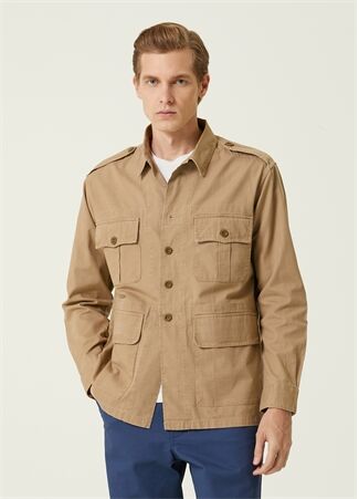 Polo Ralph Lauren Erkek Classic Fit Dobby Bej Utility Gömlek XS EU