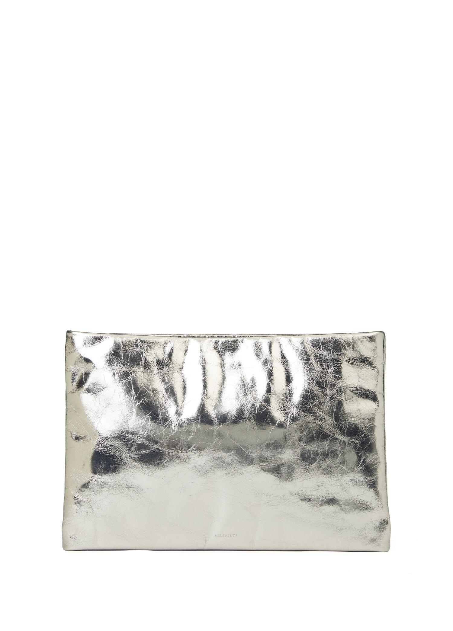 AllSaints - Silver Women's Leather Clutch - Gray Gray Silver Women's ...