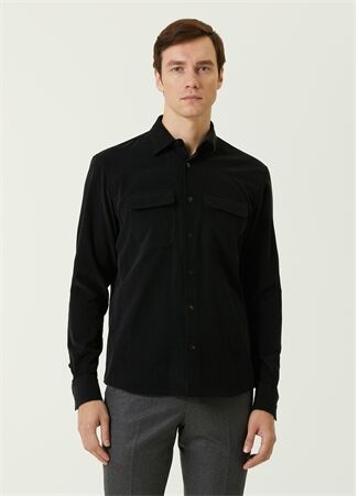 Zegna Erkek Siyah Kadife Gömlek XL IT