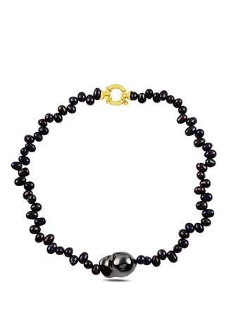 Felizist Kadın Taylor Siyah İncili Altın Rengi Kaplama Kolye EU