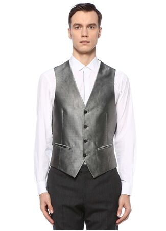 Palzileri Lab Erkek Gri V Yaka Mikro Desenli Yelek Siyah 54 IT