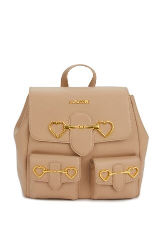 Love Moschino Kadın Bej Logo Detaylı Sırt Çantası Pembe EU