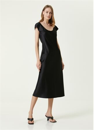Toteme Kadın Siyah Kısa Kol Midi Saten Elbise 36 FR Toteme Kadın Siyah Kısa Kol Midi Saten Elbise 36 FR