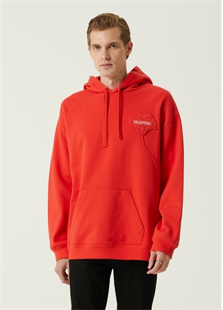 Valentino Erkek Turuncu Kapüşonlu Çiçekli Logolu Sweatshirt S EU Valentino Erkek Turuncu Kapüşonlu Çiçekli Logolu Sweatshirt S EU