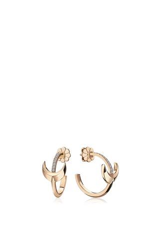 Mevaris Kadın Pırlantalı Ay Detaylı Altın Rengi Küpe Pembe EU