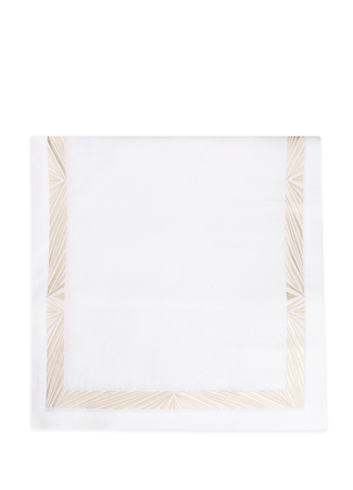 Serenk Beyaz 3D Çerçeve Nakışlı Keten Runner Çok Renkli