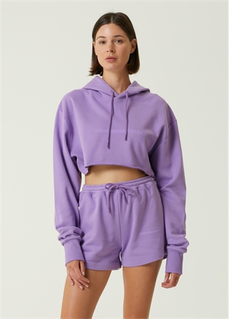 SOONTOBEANNOUNCED Kadın Mor Logo Baskılı Cropped Sweatshirt S EU SOONTOBEANNOUNCED Kadın Mor Logo Baskılı Cropped Sweatshirt S EU