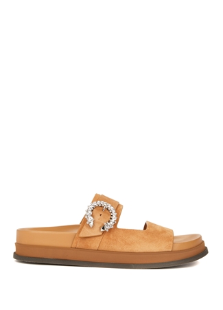 Jimmy Choo Kadın Camel Taşlı Toka Detaylı Deri Terlik Turuncu 36 EU Jimmy Choo Kadın Camel Taşlı Toka Detaylı Deri Terlik Turuncu 36 EU