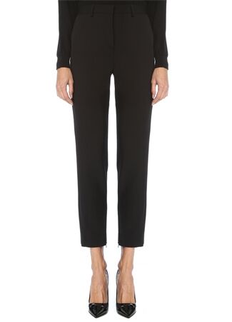 Versace Kadın Siyah Paça Detaylı Yün Pantolon 38 IT