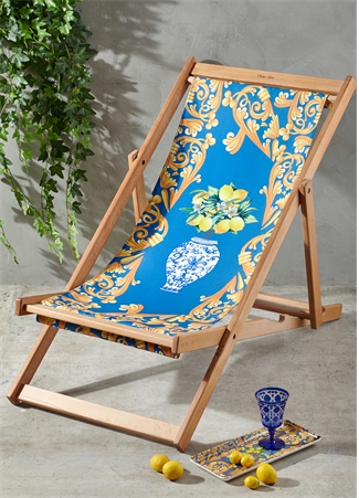 Chiara Alessi Capri Mavi Limon Desenli Ahşap Şezlong Çok Renkli Chiara Alessi Capri Mavi Limon Desenli Ahşap Şezlong Çok Renkli