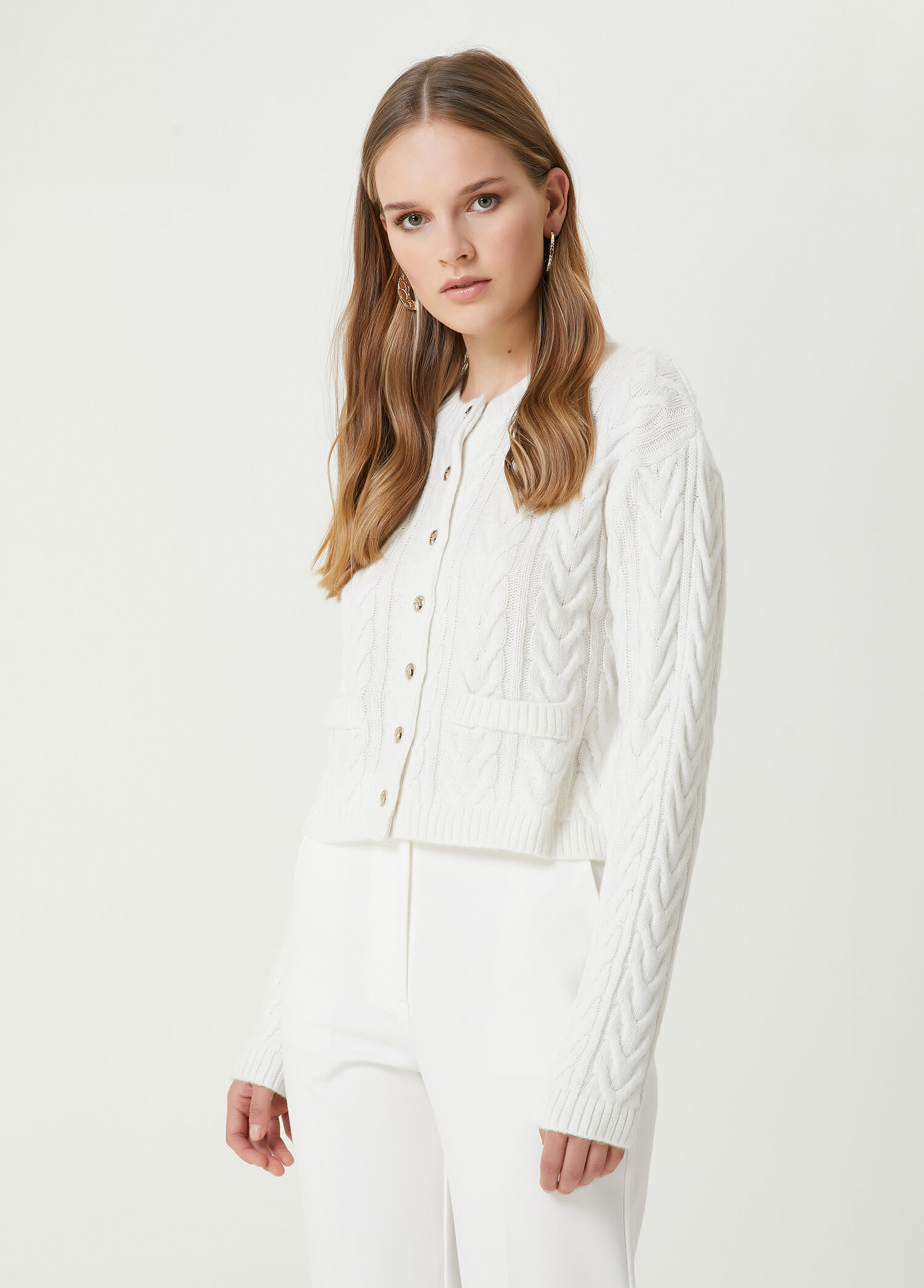 Beymen Club - Ecru Herringbone Patterned Cardigan - Ecru
