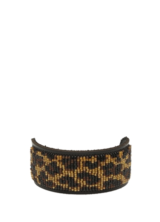 Beadberry Kadın Leopar Desenli Boncuklu Deri Bileklik EU Beadberry Kadın Leopar Desenli Boncuklu Deri Bileklik EU
