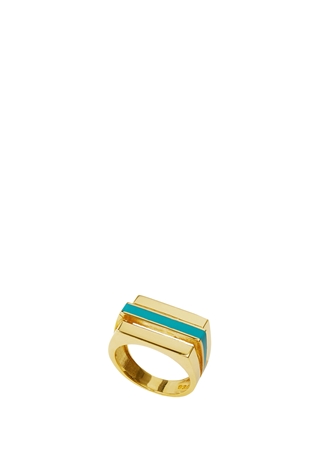 Juliette Kadın Avril Turkuaz Mineli Altın Rengi Kaplama Yüzük Mavi EU