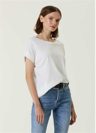 Allsaints Kadın Imogen Boy Beyaz Kayık Yaka T-shirt M/L EU Allsaints Kadın Imogen Boy Beyaz Kayık Yaka T-shirt M/L EU