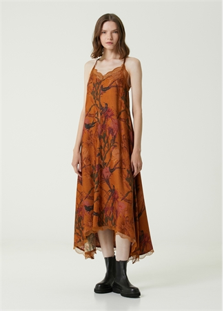 Allsaints Kadın Seinie Nolina Desenli Midi Elbise Kırmızı 0 UK