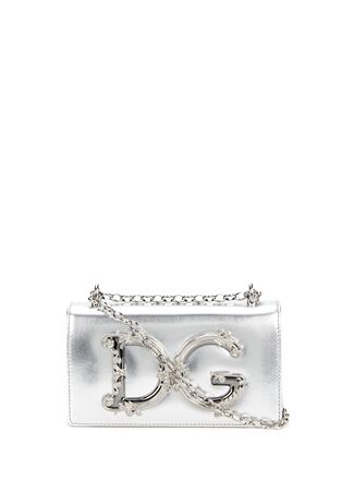 Dolce&Gabbana Kadın DG Girl Silver Deri Çanta Gri EU