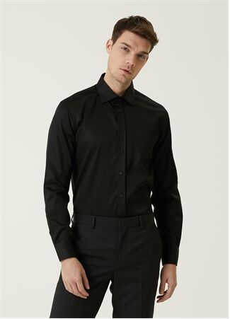 Beymen Club Erkek Slim Fit Non Iron Siyah Gömlek S
