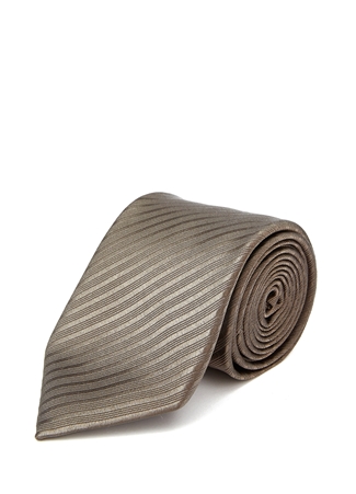 Pal Zileri Erkek Kahverengi Verev Çizgili İpek Kravat EU Pal Zileri Erkek Kahverengi Verev Çizgili İpek Kravat EU