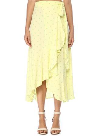Faithfull The Brand Kadın Aubrie Sarı Çiçekli Midi Anvelop Etek S EU