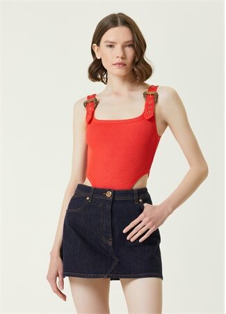 Versace Jeans Couture Kadın Turuncu Ribli Body 38 It