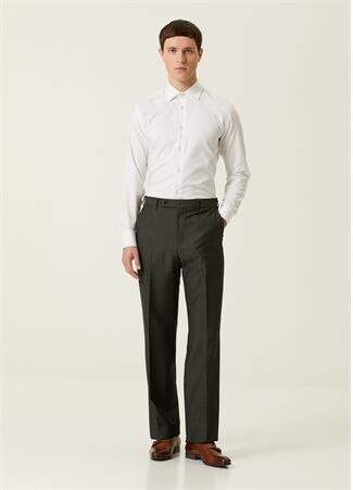 Pal Zileri Erkek Lacivert Mikro Desenli Yün Pantolon 48 IT