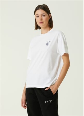 Off-White Kadın Beyaz Logolu T-shirt S EU
