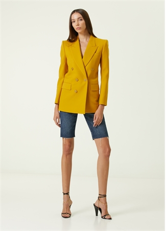 Kadın Mavi Kontrast Dikişli Denim Şort 25 US