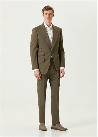 Tom Ford Erkek Haki Pilili Pantolon 50 IT