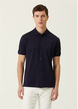 Brunello Cucinelli Erkek Lacivert Polo Yaka Kısa Kollu Gömlek L EU Brunello Cucinelli Erkek Lacivert Polo Yaka Kısa Kollu Gömlek L EU