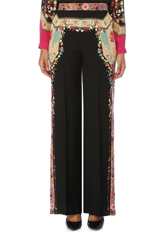 Etro Kadın Siyah Çiçekli Bol Paça Pantolon 38 IT