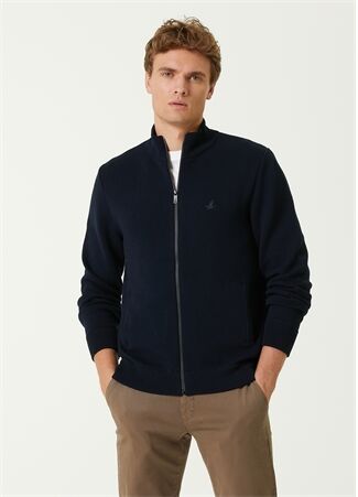 Beymen Club Erkek Lacivert Dik Yaka Fermuarlı Hırka S