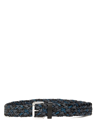 Etro Erkek Mavi Örgü Dokulu Deri Kemer 95 EU