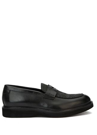 Divarese Erkek Siyah Deri Loafer 40 EU