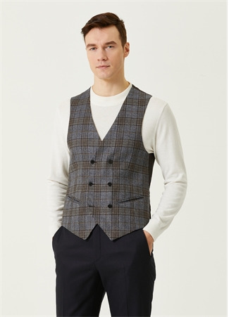 Palzileri Lab Erkek Colorblocked Ekose Desenli Yün Yelek Kahverengi 50 IT Palzileri Lab Erkek Colorblocked Ekose Desenli Yün Yelek Kahverengi 50 IT