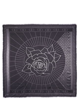 Imannoor Kadın Leyla s Night Rose Desenli Yün Şal Gri EU Imannoor Kadın Leyla s Night Rose Desenli Yün Şal Gri EU