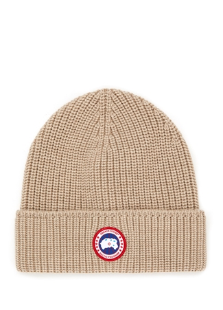 Canada Goose Erkek Bej Logo Detaylı Yün Bere EU Canada Goose Erkek Bej Logo Detaylı Yün Bere EU