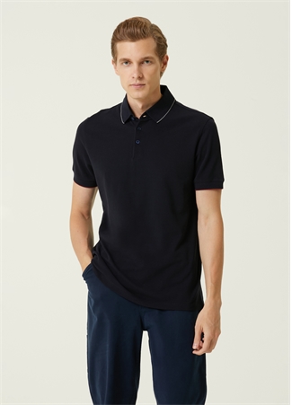 Brunello Cucinelli Erkek Lacivert Polo Yaka Biyeli T-shirt 54 IT Brunello Cucinelli Erkek Lacivert Polo Yaka Biyeli T-shirt 54 IT