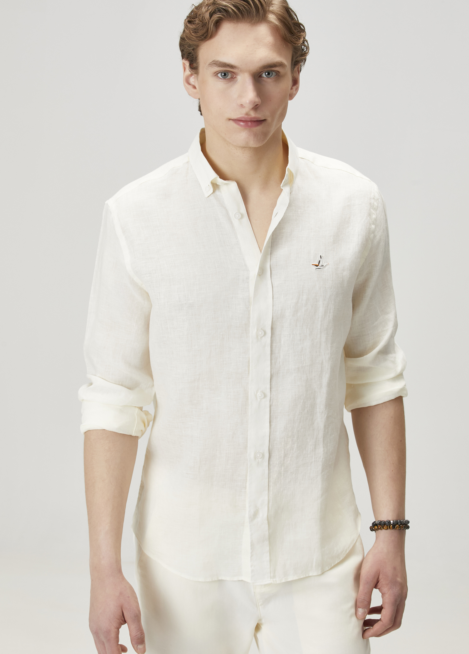 Beymen Club - Comfort Fit Krem Keten Gömlek - Krem