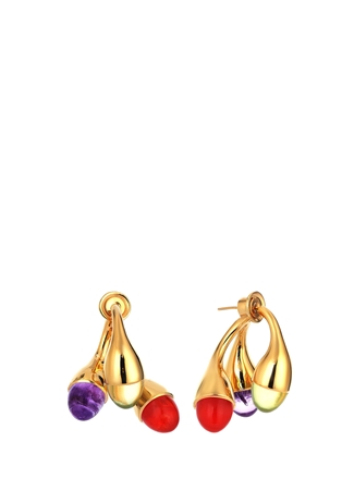 Evren Kayar Kadın Celestial Trio Taşlı Altın Rengi Kaplama Küpe EU