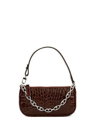 By Far Kadın Kahverengi Zincir Detaylı Deri Çanta Eu
