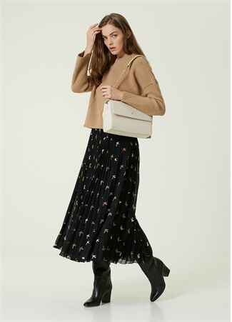 Beymen Club Kadın Siyah Logolu Pilili Midi Etek 36