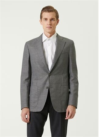 Pal Zileri Erkek Gri Kelebek Yaka Yün Ceket 50 IT