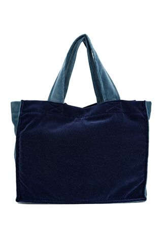 Samsara Kadın Lacivert Kadife Alışveriş Çantası Mavi EU