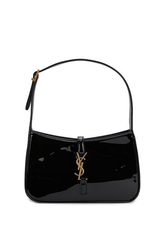 Kadın Le 5 A 7 Lizard Siyah Deri Omuz Çantası EU